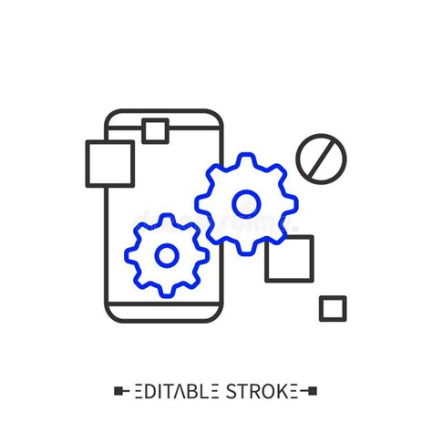 Mobile App Development Line Icon Editable Stock Vector Illustration Of Internet Contour