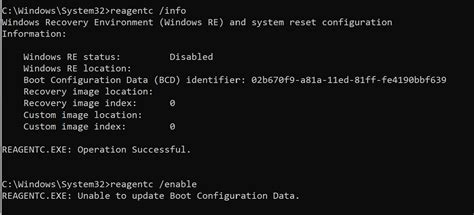reagentc exe unable to update boot configuration data microsoft qanda