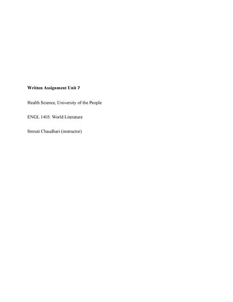 Engl 1405 Wa Unit 7 Engl 1405 Written Assignment Unit 7 Health