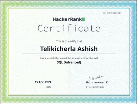 Sql Certification Datamanagement Continuouslearning Dataanalysis Hackerrank T Ashish