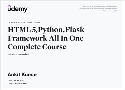 Ankit Kumar On Linkedin Udemycertificate Html5 Python Flaskframework