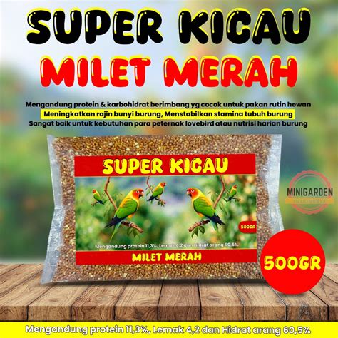 Jual MILET MERAH SUPER KICAU 500 GRAM Pakan Burung Biji Milet Merah