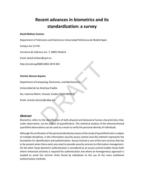 Pdf Recent Advances In Biometrics And Its Standardization A Survey