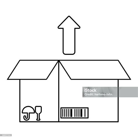 박스 패키지 라인 아트 Logistic 테마와 라인 아트 벡터 스타일이 있는 벡터 일러스트레이션입니다 편집 가능한 벡터 요소 나무 상자에 대한 스톡 벡터 아트 및 기타
