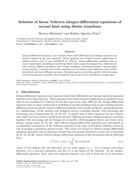 Pdf Solution Of Linear Volterra Integro Differential Equations Of