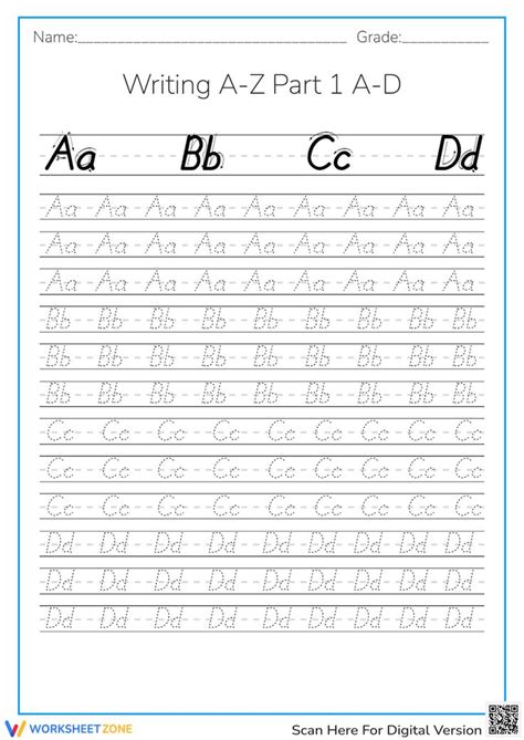 Alphabet Writing Practice Worksheet A D Worksheet Alphabet Writing