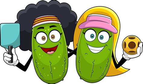 Cute Girls Pickleball Players Cartoon Characters 49774029 Vector Art At