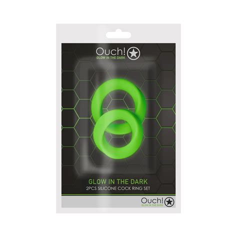 Ouch Glow 2 Piece Cock Ring Set Glow In The Dark Green Shop