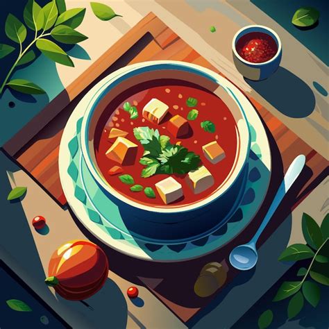 A Plate Of Borscht Vector Illustration Flat 2 Premium Ai Generated Vector