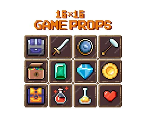 8 비트 픽셀 그래픽 아이콘 세트 격리 된 벡터 일러스트 레이 션 과일 비약 물약 계란 프리미엄 벡터