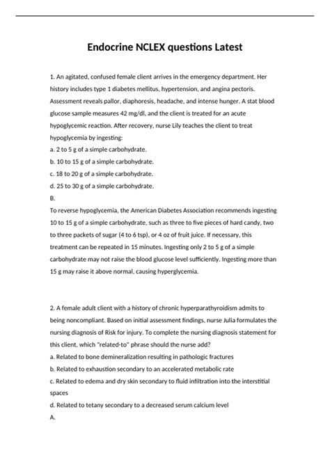 Actual Exam Endocrine Nclex Questions Latest 2023 Nclex Stuvia Us