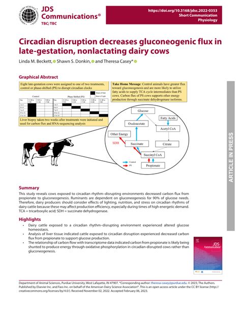 Pdf Circadian Disruption Decreases Gluconeogenic Flux In Late