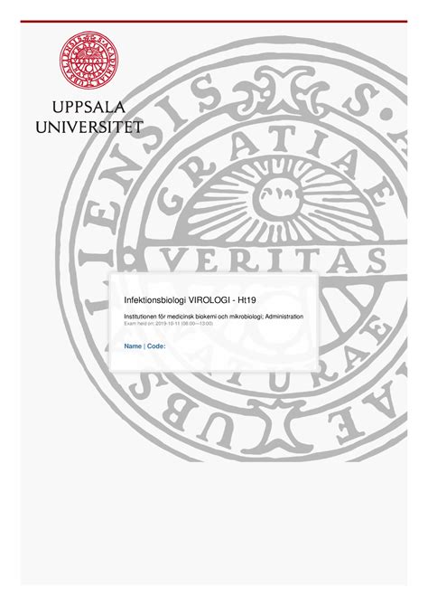 Infektionsbiologi Virologi Ht19 Infektionsbiologi Virologi Ht Institutionen För Medicinsk