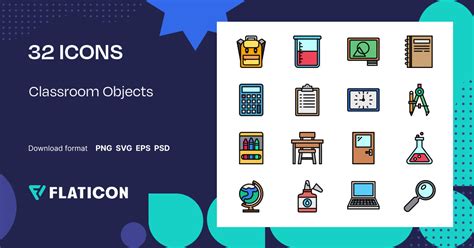 Classroom Objects Icon Pack Outline Color 32 SVG Icons