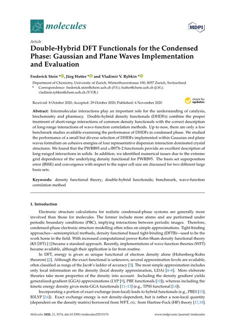 Double Hybrid Dft Functionals For The Condensed Phase Gaussian And Plane Waves Implementation