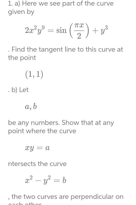 Answered 1 A Here We See Part Of The Curve Given By 2x Y Sin Find The Kunduz
