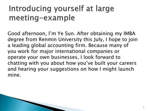 Ppt Introducing Yourself At Large Meeting Example Powerpoint