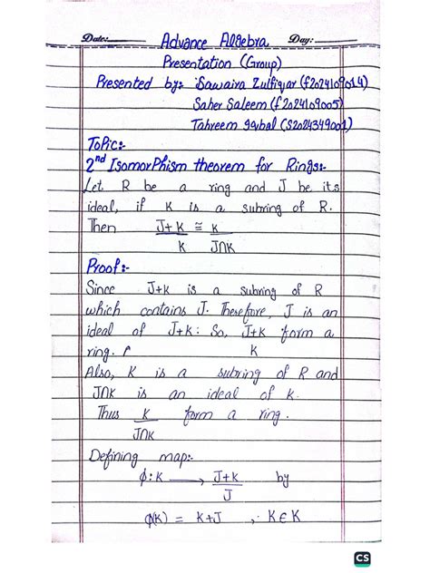 2nd Isomorphism Theorem For Rings Algebra Presentation File Pdf