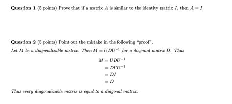 Solved Question Points Prove That If A Matrix A Is Chegg