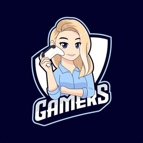 Linda Chica Rubia Gamer Sosteniendo La Mascota Del Logo Del Pad De