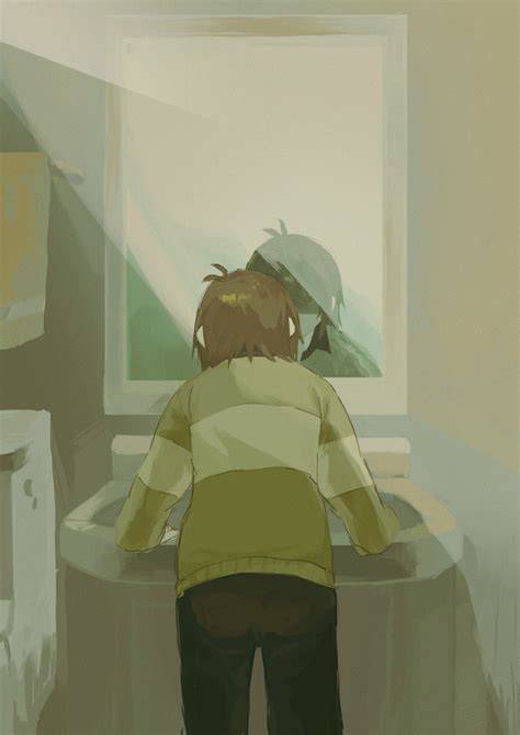 Safebooru 1other Absurdres Black Pants Brown Hair Commentary Request Deltarune From Behind