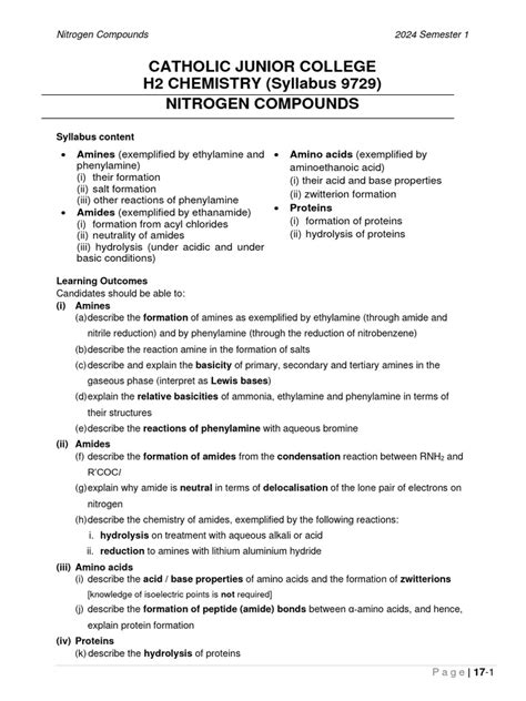 2024 Nitrogen Cpds Notes Teacher Pdf Amine Chemical Polarity