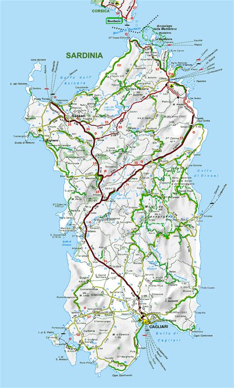 Road Map Of Sardinia Corsica Road Map
