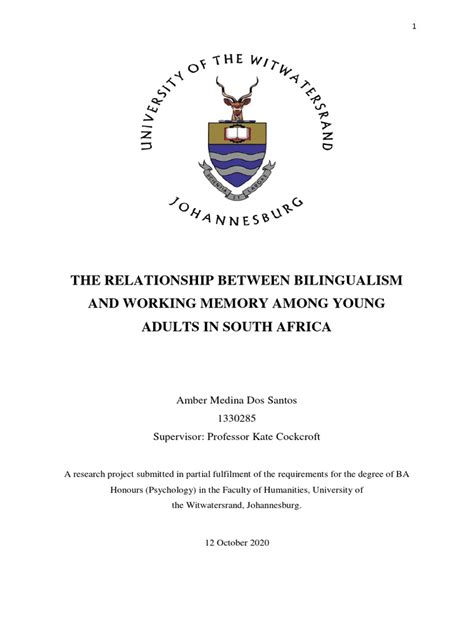 The Relationship Between Bilingualism And Working Memory Pdf Multilingualism Working Memory