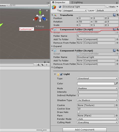 modifying component inspector headers for component folders unity