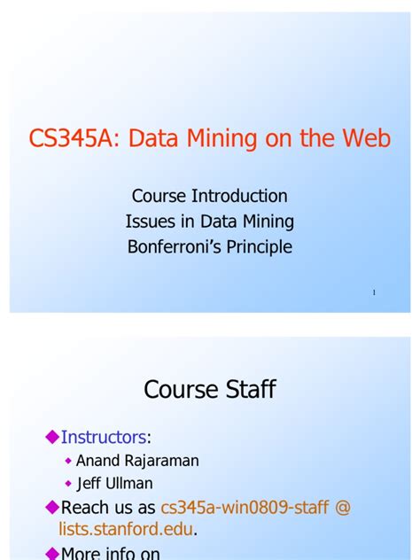 Cs345a Data Mining On The Web Course Introduction Issues In Data