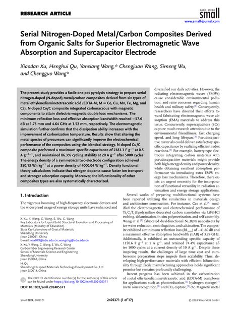 Serial Nitrogen‐doped Metalcarbon Composites Derived From Organic Salts For Superior