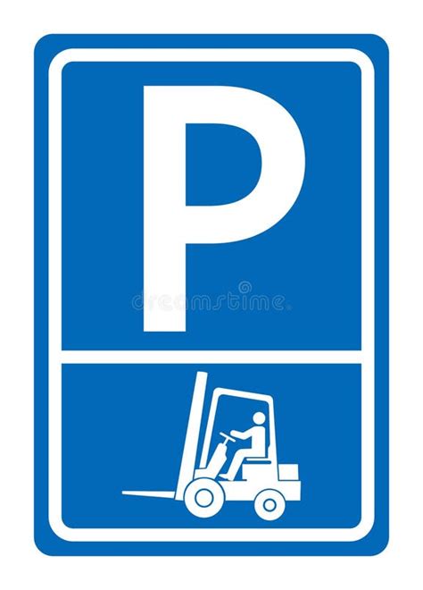 символ стоянки вилочного погрузчика знак иллюстрация вектора на белой этикетке Eps10