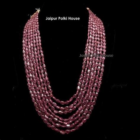 Party Wear Natural Gf Ruby Beads 7 Layered Necklace At Rs 69999piece