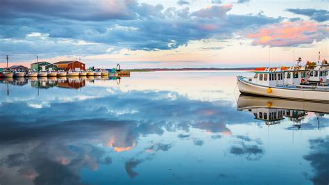 Calm Water In Malpeque Bay Harbor At Sunset Prince Edward Island