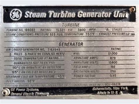 1986 18mw Ge Steam Turbine Generator Fired By Biomass Condensing In