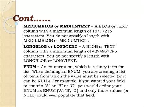 Mysql Datatypes Pptx Databases Computer Software And Applications