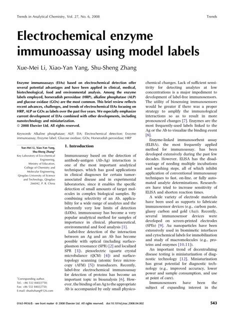 Pdf Electrochemical Enzyme Immunoassay Using Model Labels Dokumentips