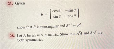 Solved Given R cosθsinθsinθcosθ show that R is Chegg com
