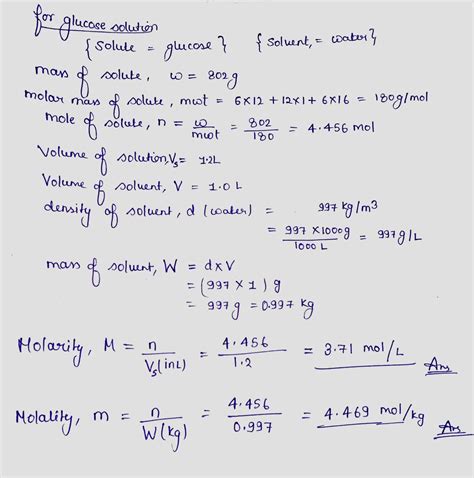 [solved] Calculate The Molality M And Molarity M Of A Solution Made From Course Hero