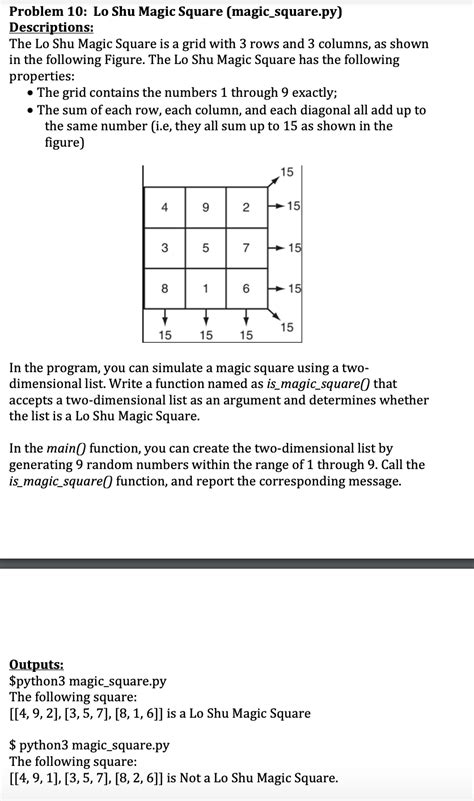 Solved Problem 10 Lo Shu Magic Square Magicsquarepy