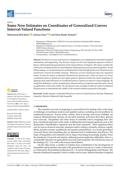 Pdf Some New Estimates On Coordinates Of Generalized Convex Interval Valued Functions