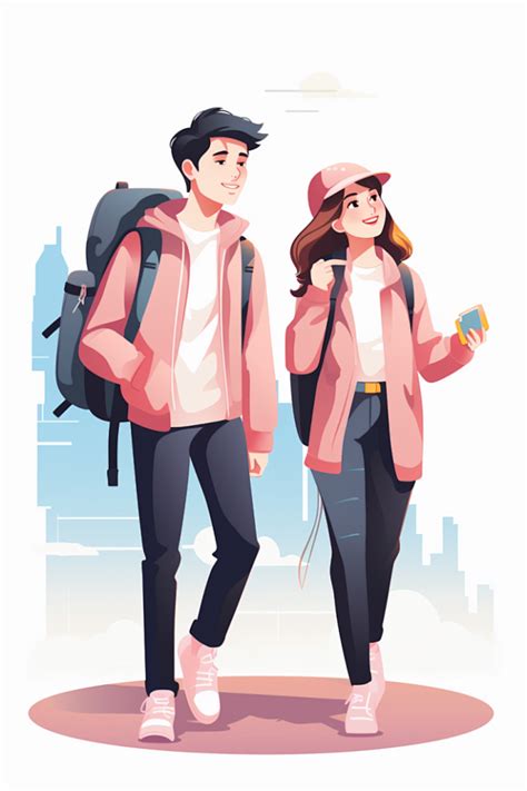 卡通手绘扁平化开学季人物场景插画