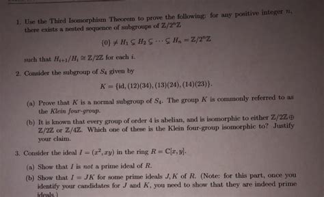 Solved 1 Use The Third Isomorphism Theorem To Prove The