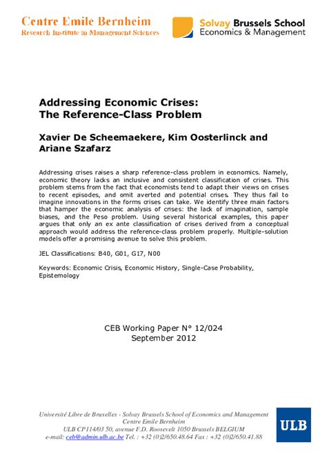 Pdf Addressing Economic Crises The Reference Class Problem