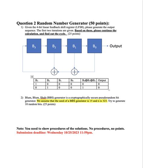 Solved Question 2 Random Number Generator 50 Points 1 Chegg Com
