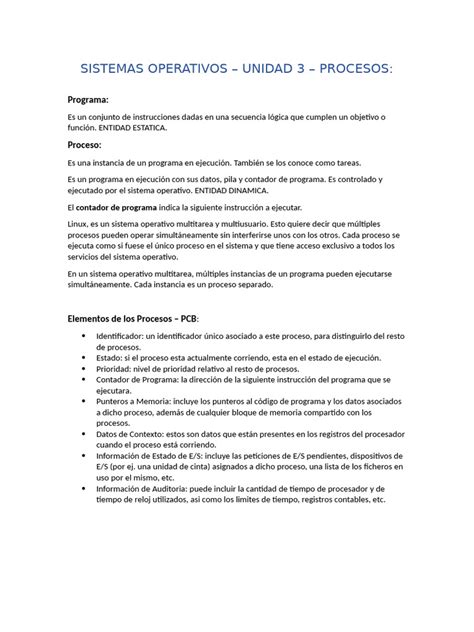 Unidad 3 Procesos Pdf Hilo Computación Proceso Computación