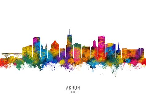 Akron Ohio Skyline By Towseef Dar Wall Art