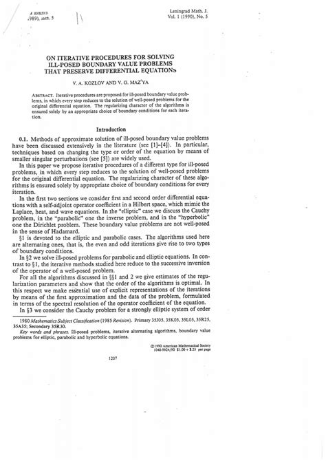 Pdf On Iterative Procedures For Solving Ill Posed Boundary Value