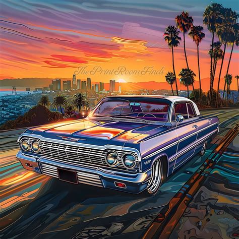 Chevrolet Impala Lowrider Car Wall Art Poster Printable Digital