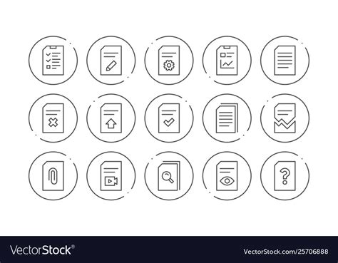 Document Line Icons Report Checklist Royalty Free Vector